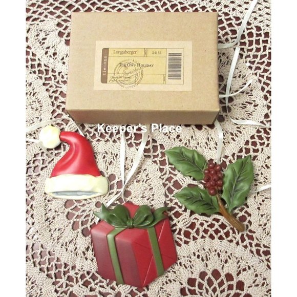 Longaberger | Holiday | 3 Longaberger Basket Christmas Tieon Set Santa ...